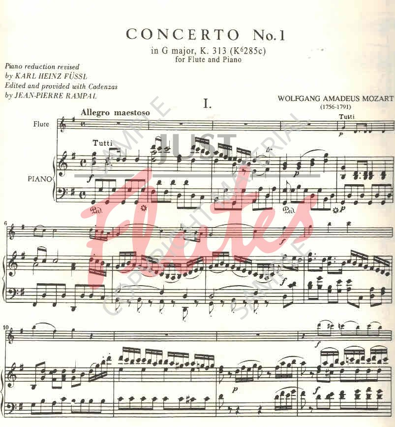 Wolfgang Amadeus Mozart Flute Concerto No 1 In G Major K313